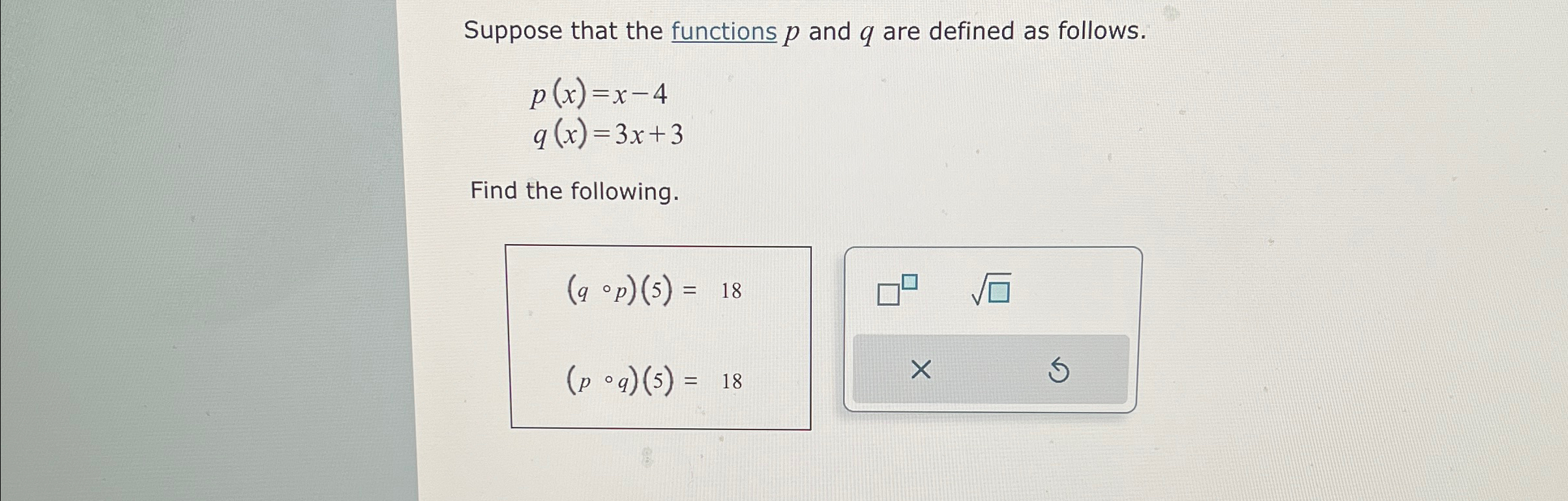 Solved Suppose that the functions p ﻿and q ﻿are defined as | Chegg.com