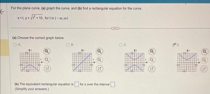 Solved For the plane curve, (a) graph the curve, and (b) | Chegg.com