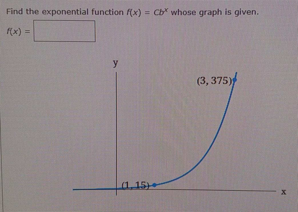 Solved Find the exponential function f(x) = Cb? whose graph | Chegg.com