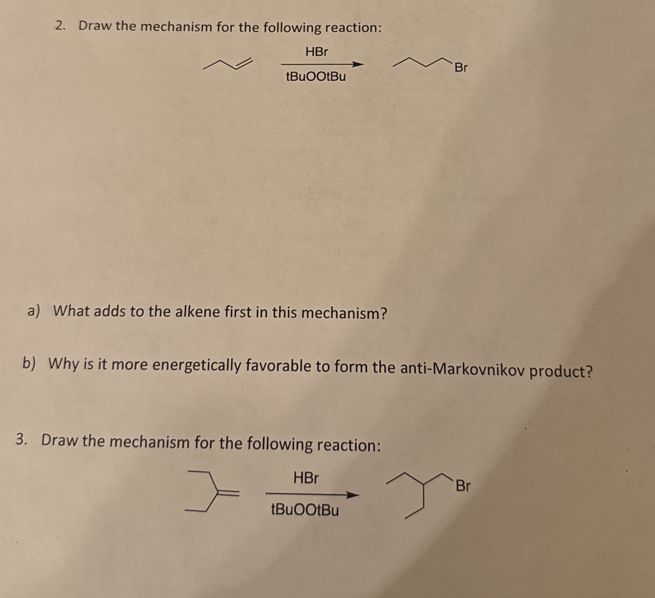 Solved Draw the mechanism for the following reaction:a) | Chegg.com