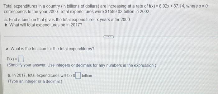 Solved Total expenditures in a country (in billions of | Chegg.com
