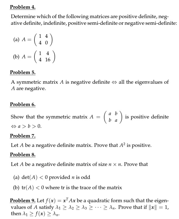 Solved Problem 4.Determine which of the following matrices | Chegg.com
