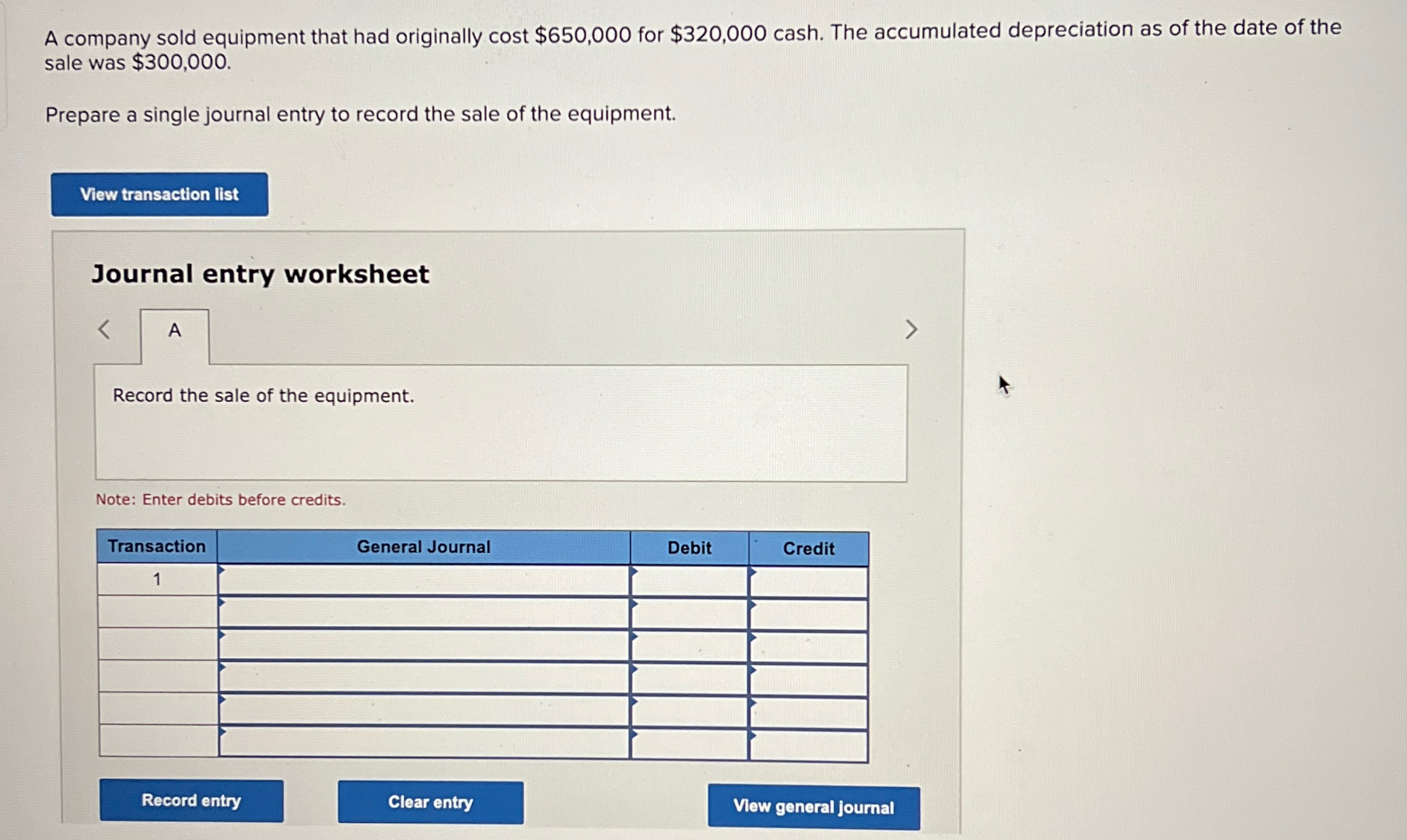 Solved A company sold equipment that had originally cost | Chegg.com