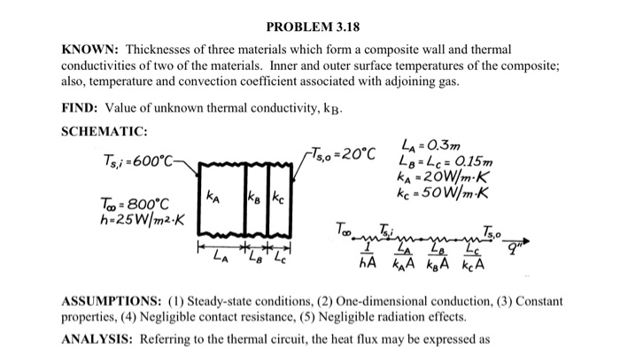 Solved PROBLEM 3.18 KNOWN: Thicknesses of three materials | Chegg.com