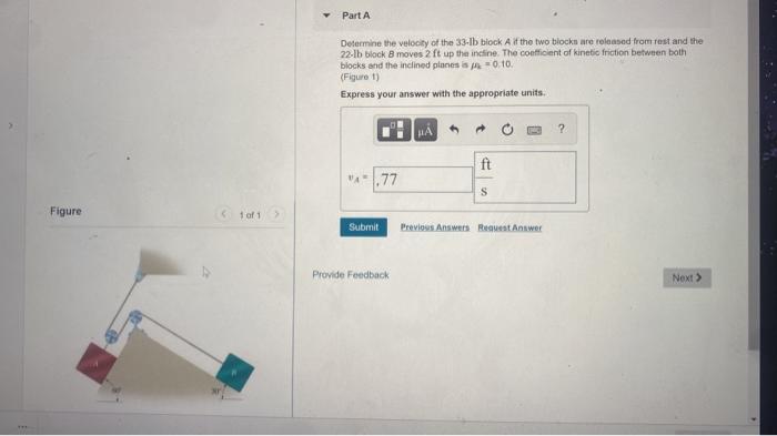 Solved Part A Determine the city of the block A two blocks | Chegg.com