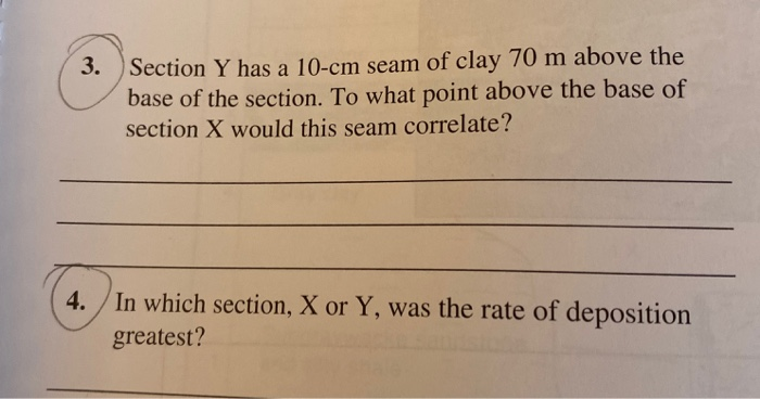 Solved 3. Section Y has a 10-cm seam of clay 70 m above the | Chegg.com