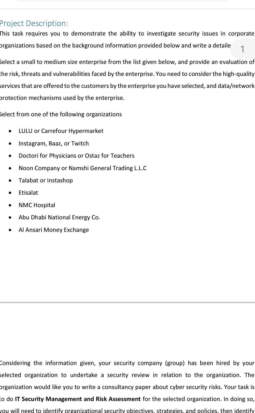Solved Project Description: This task requires you to | Chegg.com