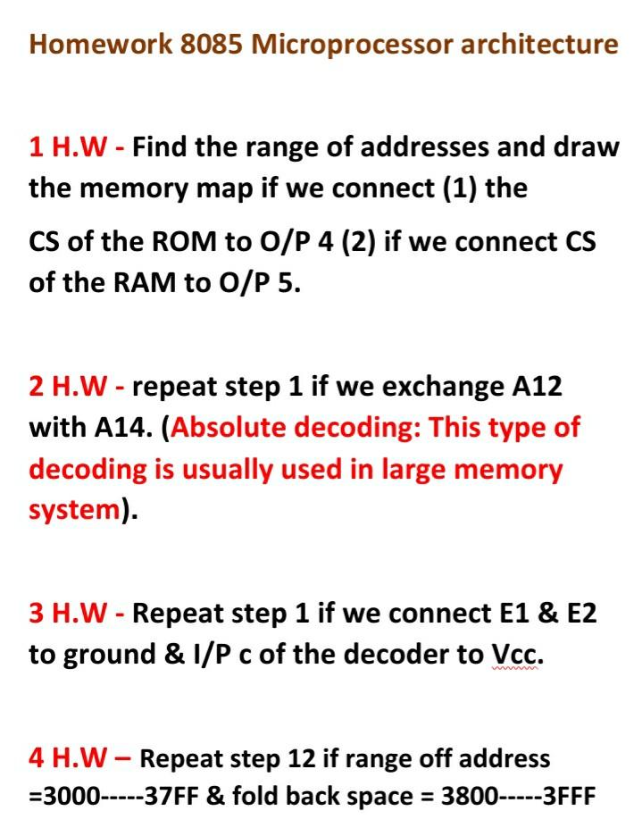 Solved Homework 8085 Microprocessor architecture 1 H.W - | Chegg.com