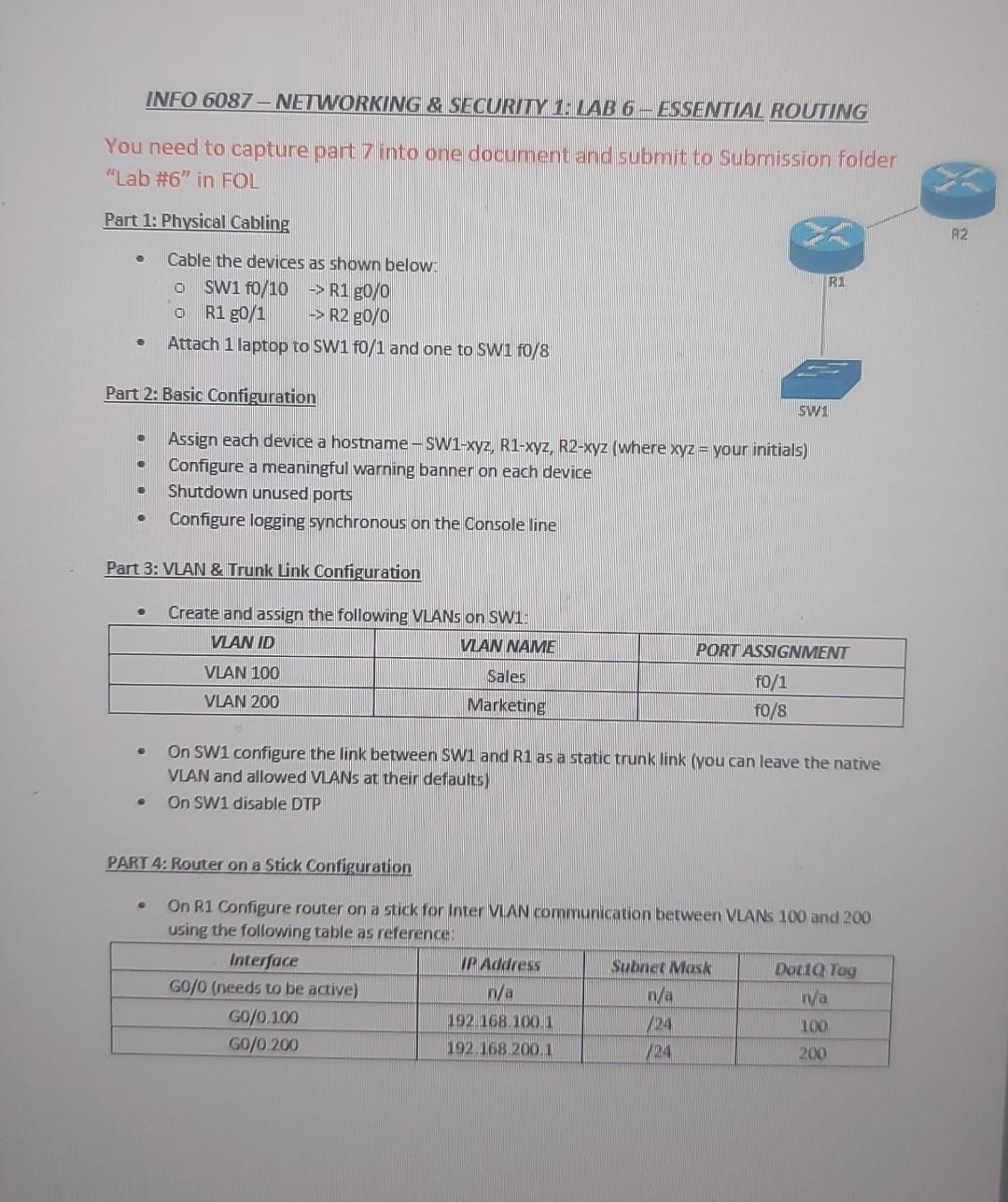 Solved INFO 6087 - NETWORKING & SECURITY 1. LAB 6 - | Chegg.com