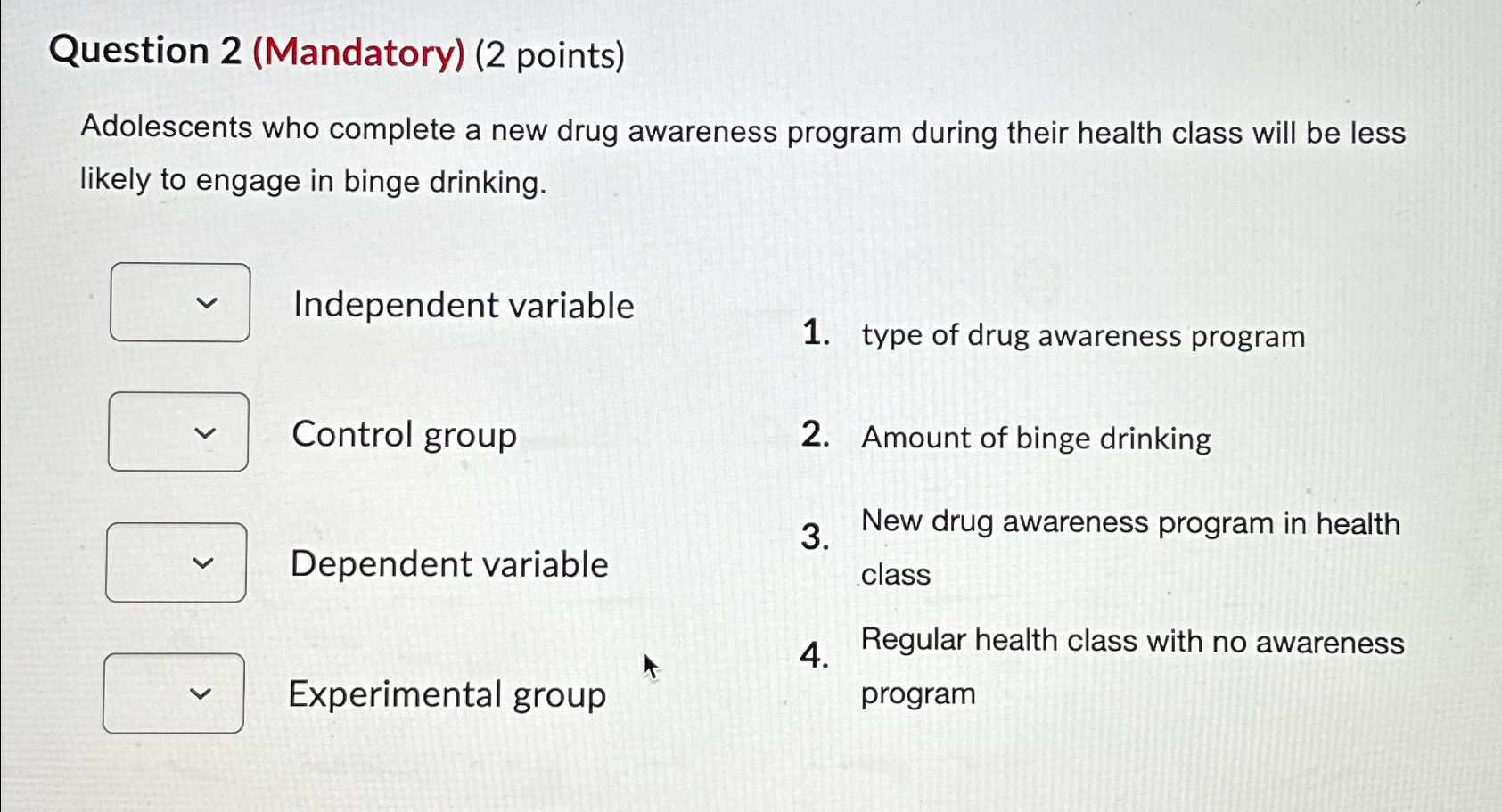 Solved Question 2 (Mandatory) (2 ﻿points)Adolescents who | Chegg.com
