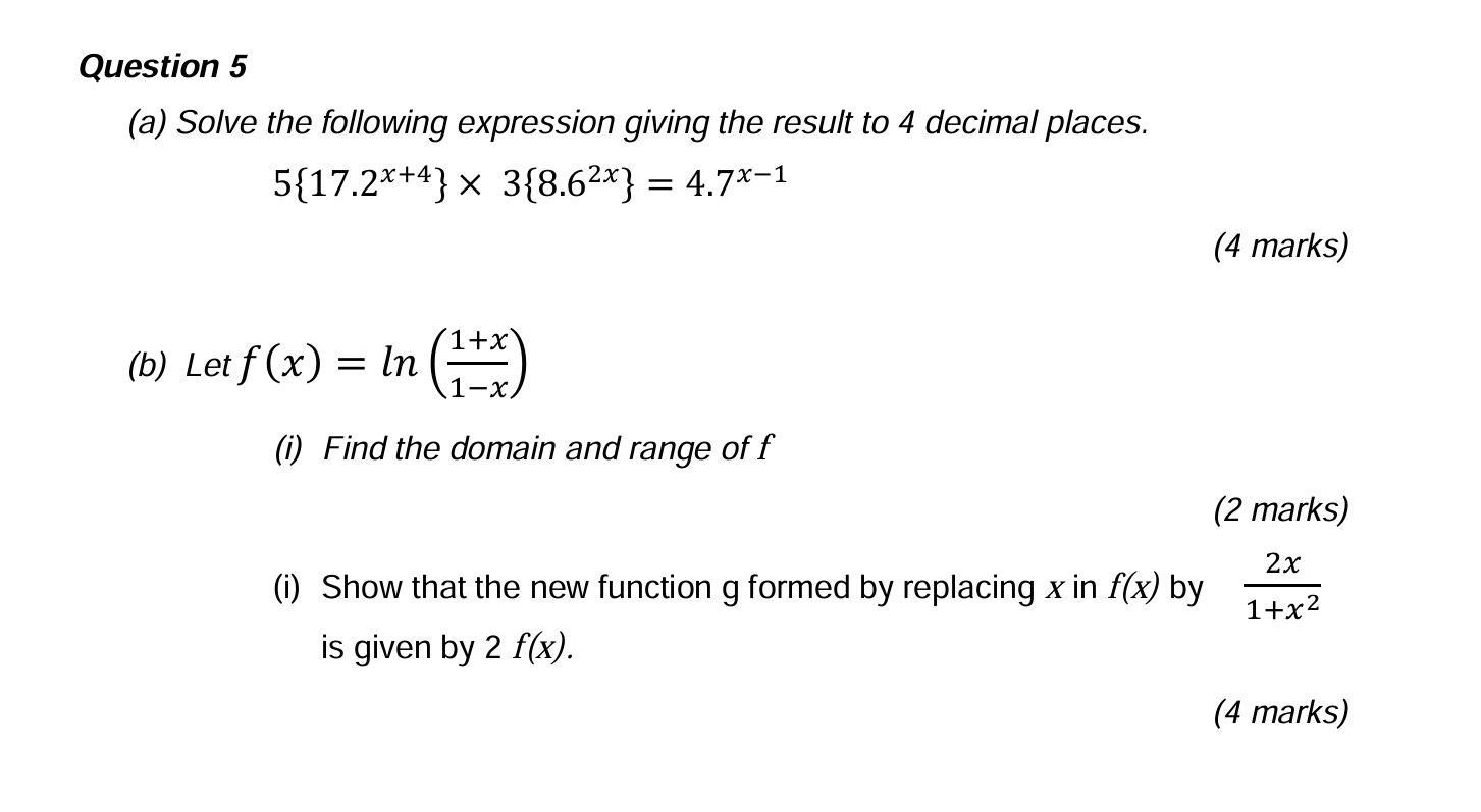 Solved Question 5(a) ﻿Solve the following expression giving | Chegg.com