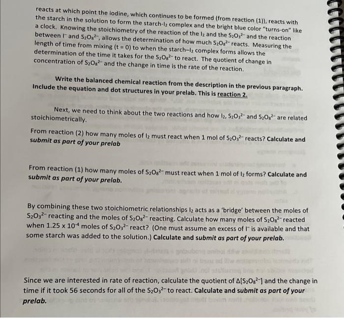 Solved The reaction of iodide ions with persulfate | Chegg.com