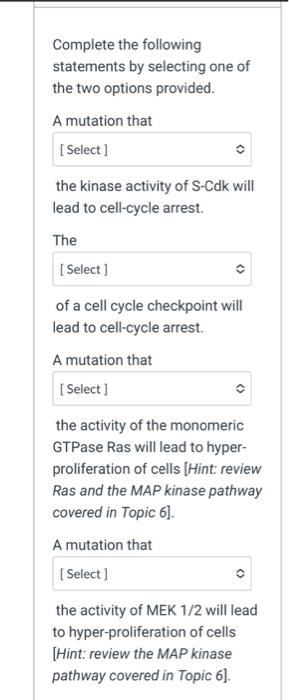 Solved Complete the following statements by selecting one of | Chegg.com