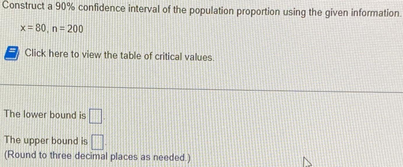 Solved Construct a 90% ﻿confidence interval of the | Chegg.com