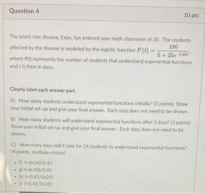 Solved For the following exponential situation, create a | Chegg.com
