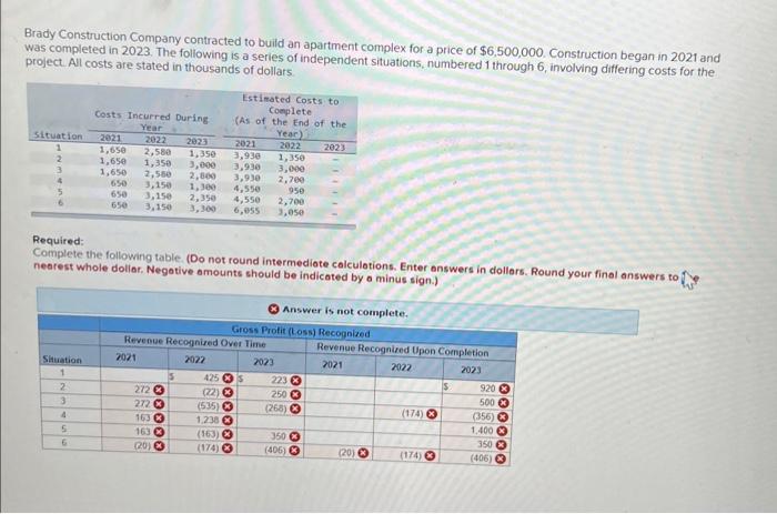 Solved Brady Construction Company contracted to build an | Chegg.com