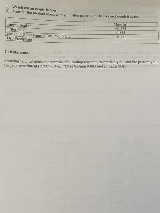 Solved Experiment 4: Limiting Reactants, Theoretical Yield, | Chegg.com