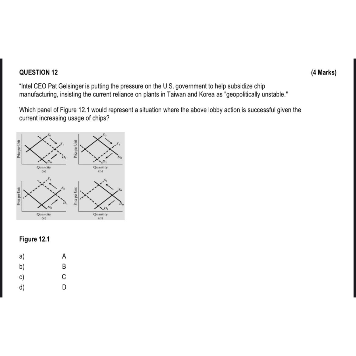 Solved QUESTION 12(4 ﻿Marks)"Intel CEO Pat Gelsinger is | Chegg.com