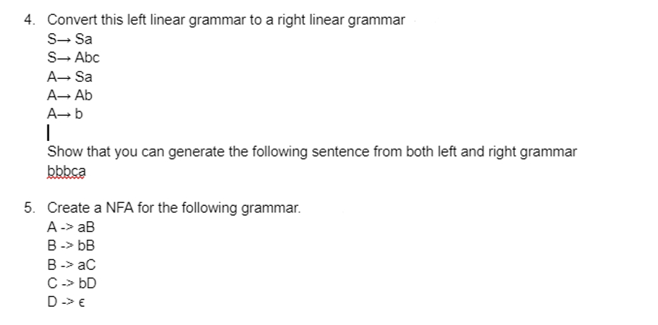 Solved Convert this left linear grammar to a right linear | Chegg.com