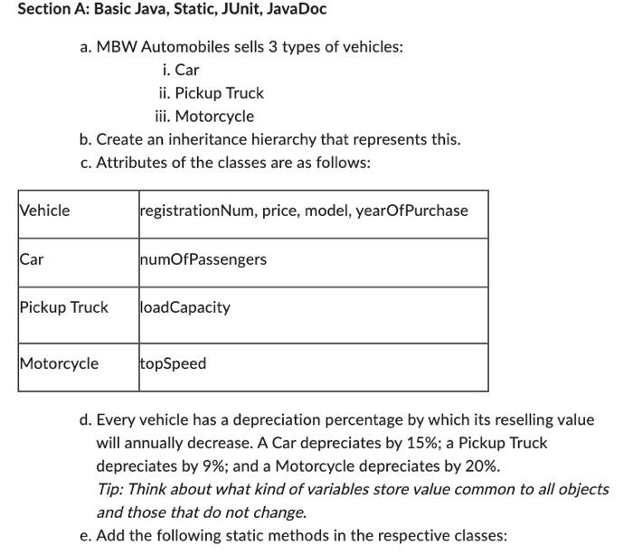 Solved a. MBW Automobiles sells 3 types of vehicles: i. Car | Chegg.com