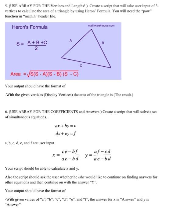 Solved 5. (USE ARRAY FOR THE Vertices and Lengths!) Create a | Chegg.com