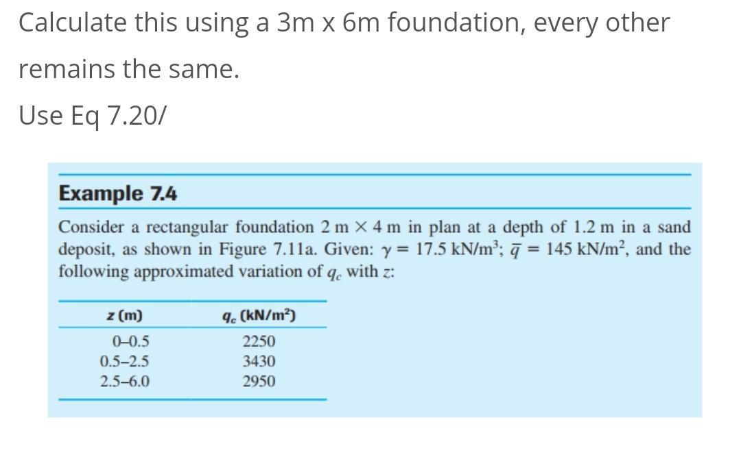 Solved Calculate this using a 3 m×6 m foundation, every | Chegg.com