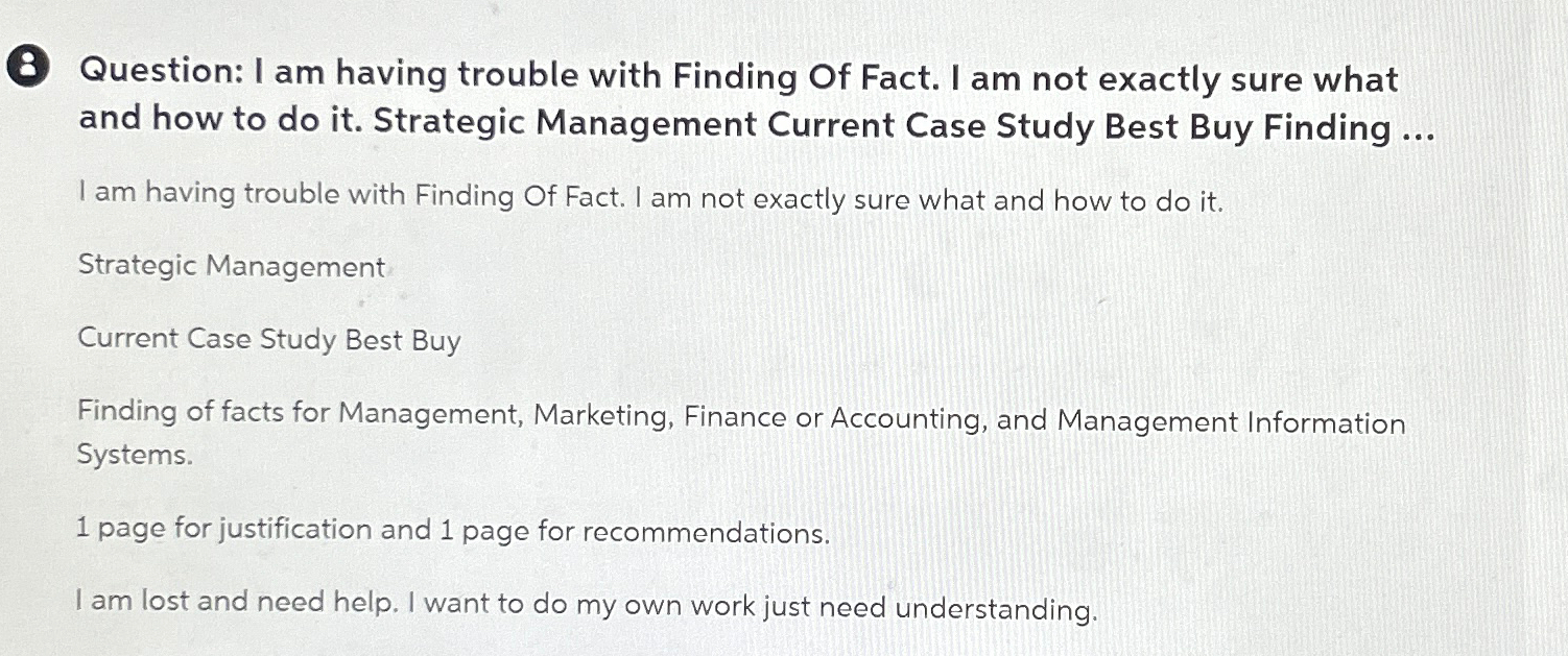 Solved 8 ﻿Question: I am having trouble with Finding Of | Chegg.com
