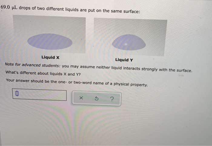 Solved 59.0 ML drops of two different liquids are put on the | Chegg.com