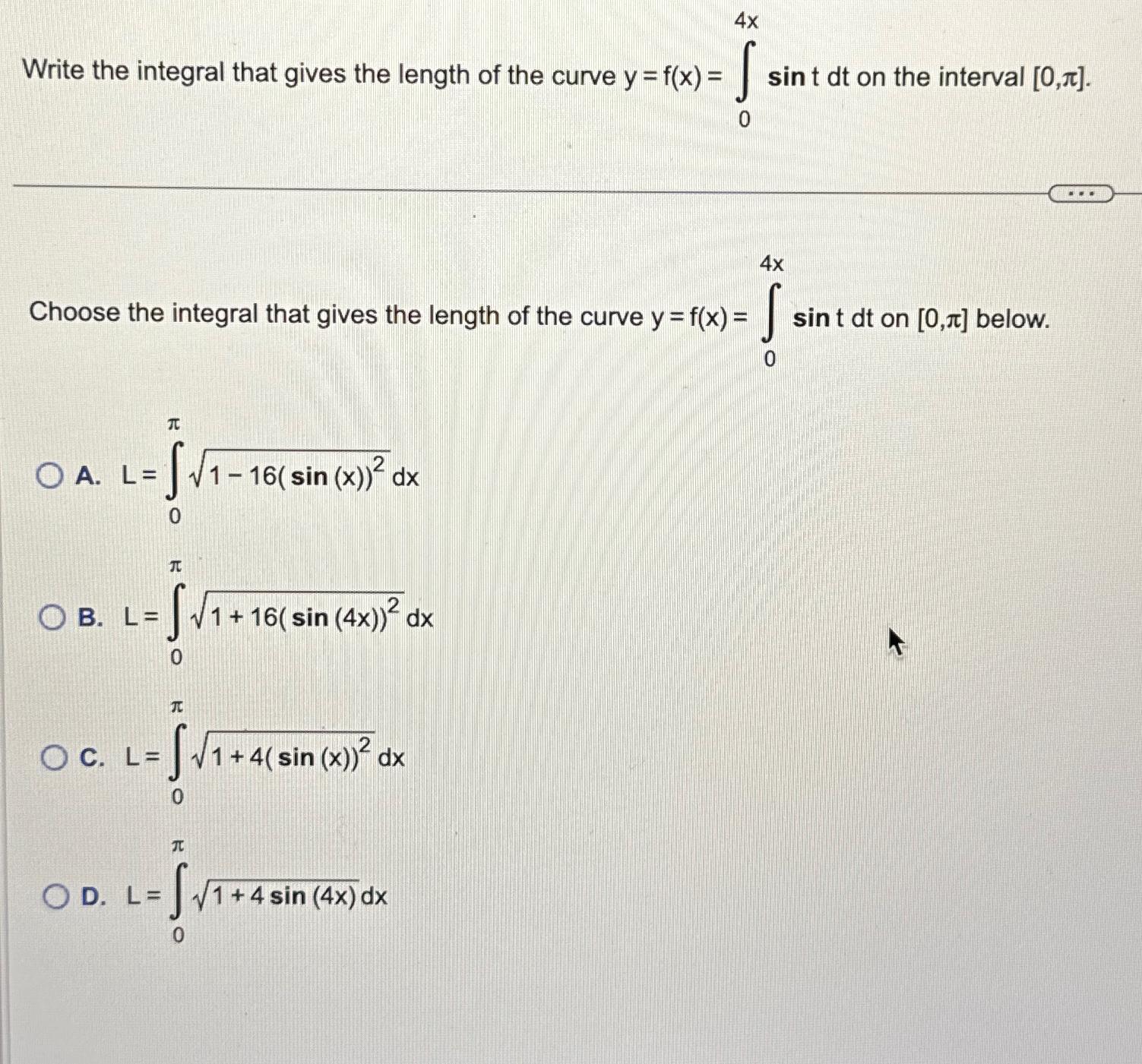 Solved Write the integral that gives the length of the curve | Chegg.com