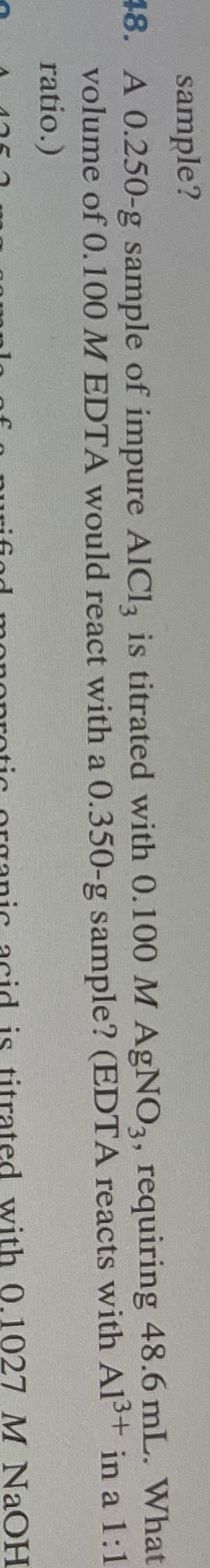 Solved sample?18. ﻿A 0.250-g ﻿sample of impure AlCl3 ﻿is | Chegg.com