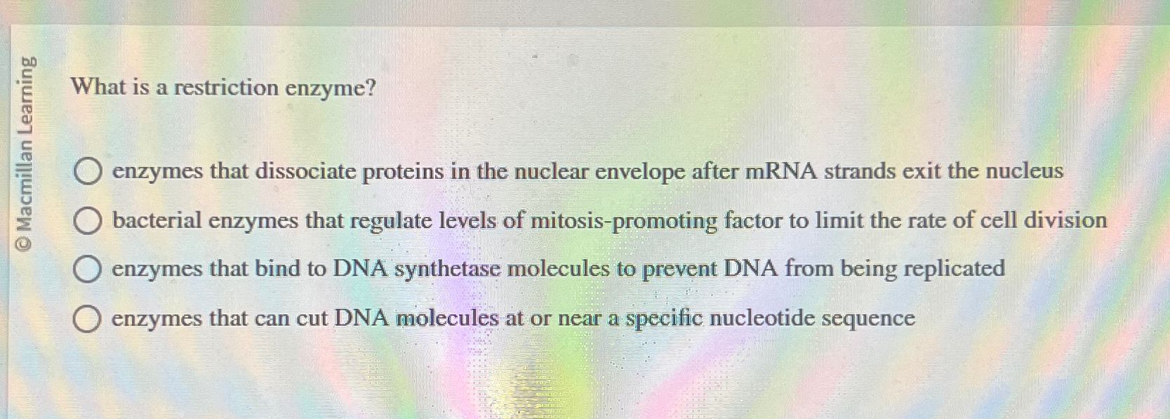 Solved What is a restriction enzyme?enzymes that dissociate | Chegg.com