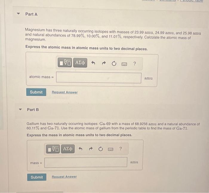 Solved Magnesium has three naturally occurring isotopes with | Chegg.com