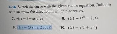 Solved 7-16 ﻿Sketch the curve with the given vector | Chegg.com