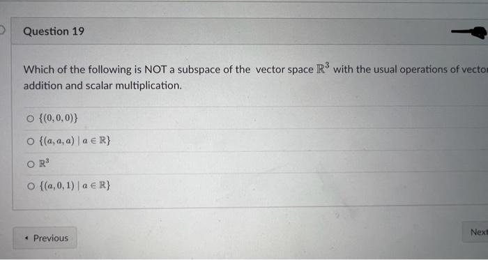 Solved Which of the following is NOT a subspace of the | Chegg.com