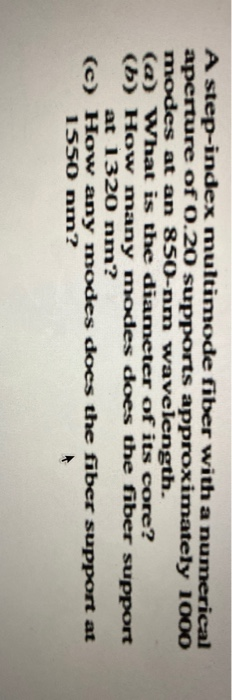 Solved A step-index multimode fiber with a numerical | Chegg.com
