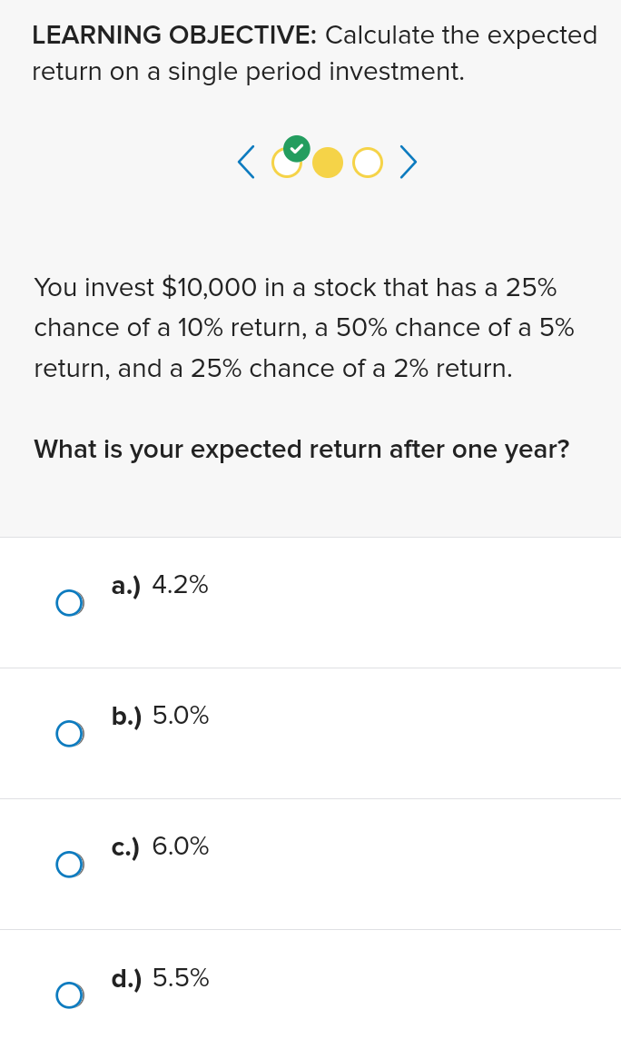 Solved LEARNING OBJECTIVE: Calculate the expected return on | Chegg.com