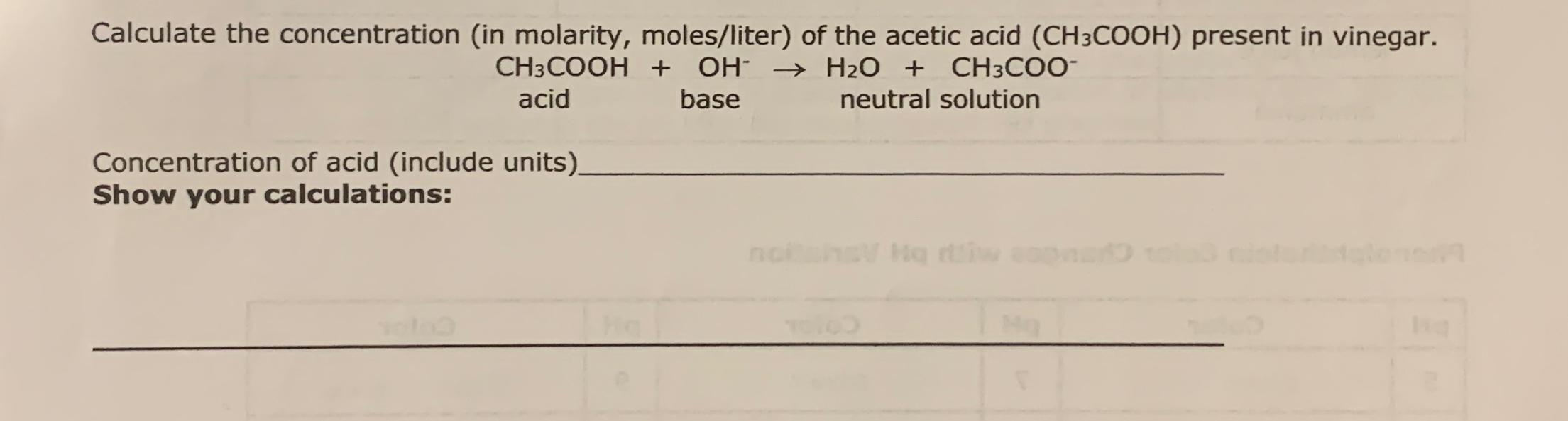 Solved Calculate the concentration (in molarity, | Chegg.com