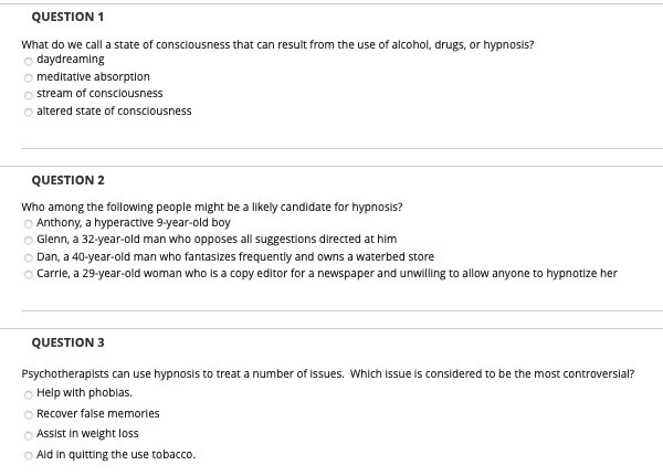 Solved QUESTION 1 What do we call a state of consciousness | Chegg.com