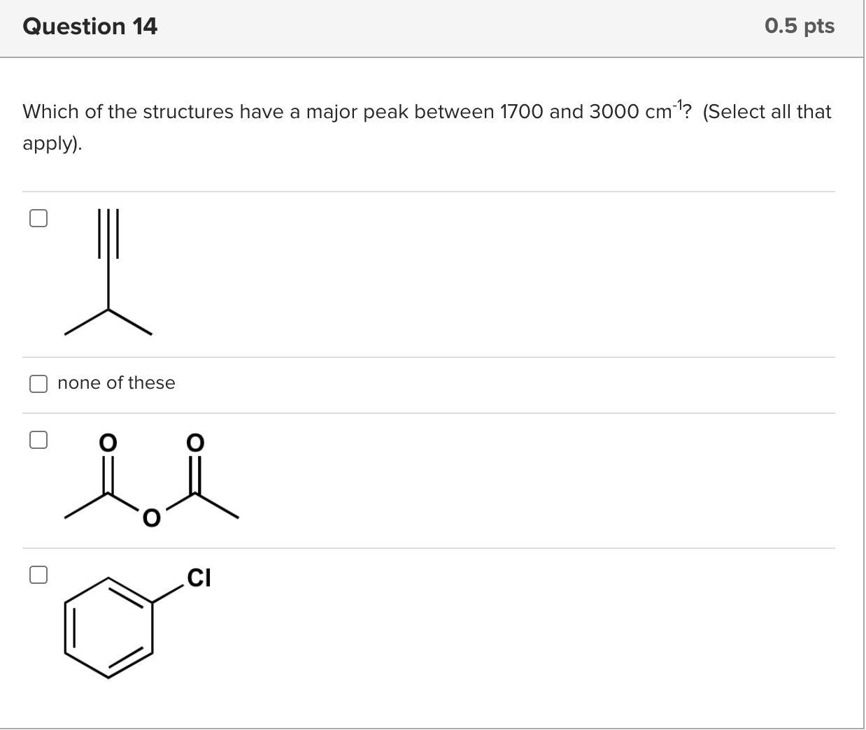 Solved Question 14Which of the structures have a major peak | Chegg.com