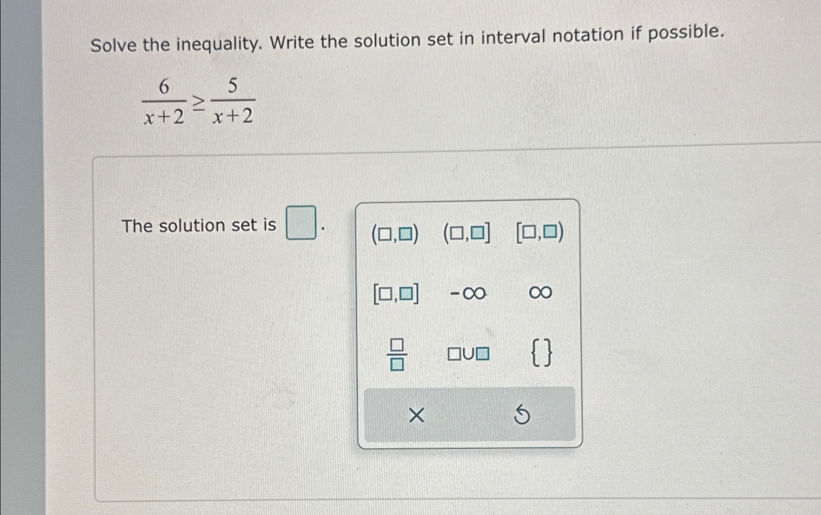 Solved Solve the inequality. Write the solution set in | Chegg.com