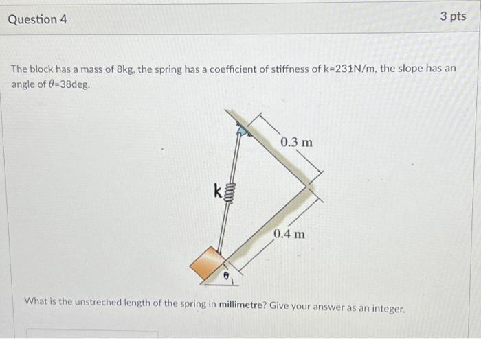 Solved The block has a mass of 8 kg, the spring has a | Chegg.com