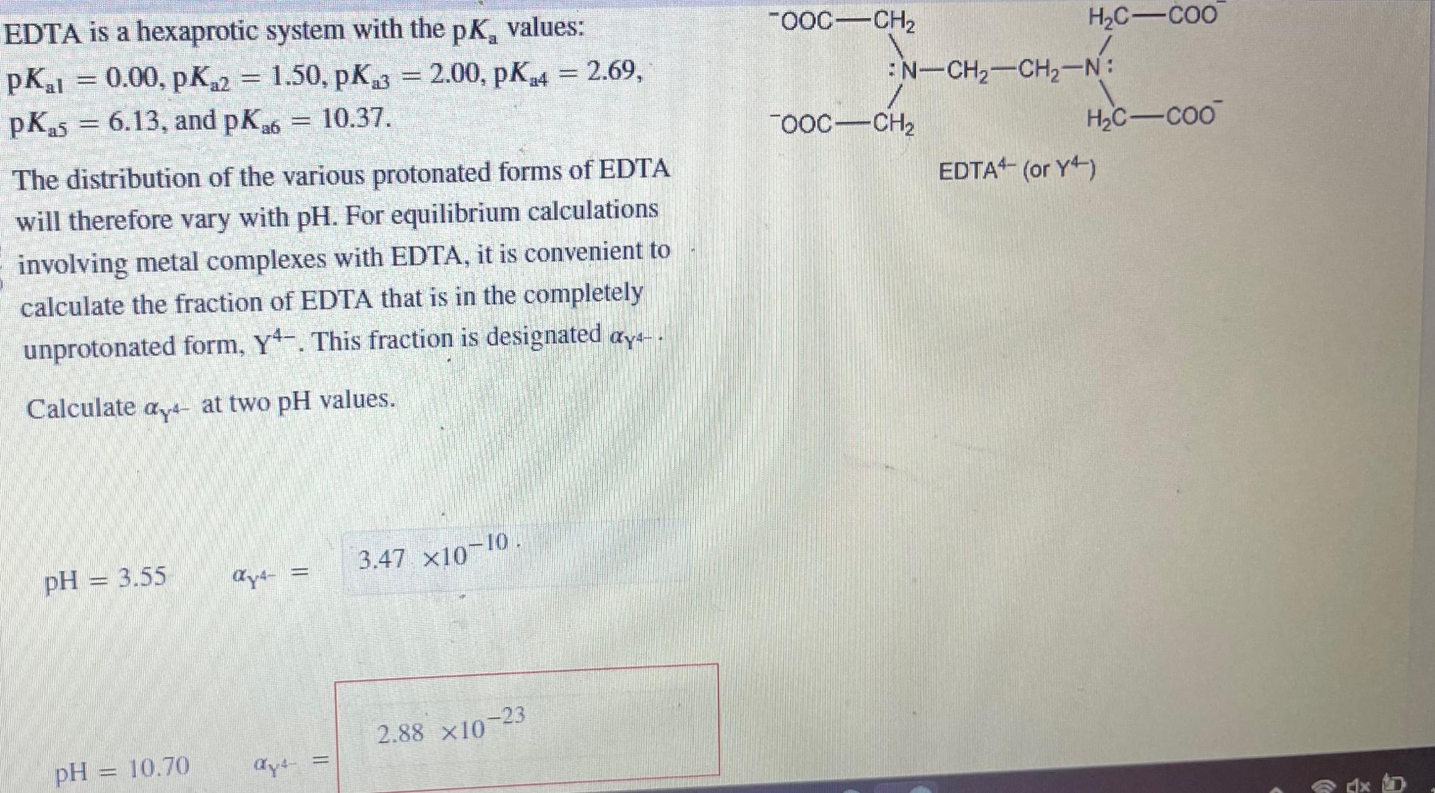 Solved EDTA is a hexaprotic system with the pKa | Chegg.com