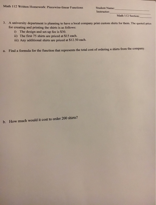 Solved Math 112 Written Homework: Piecewise-linear Functions | Chegg.com