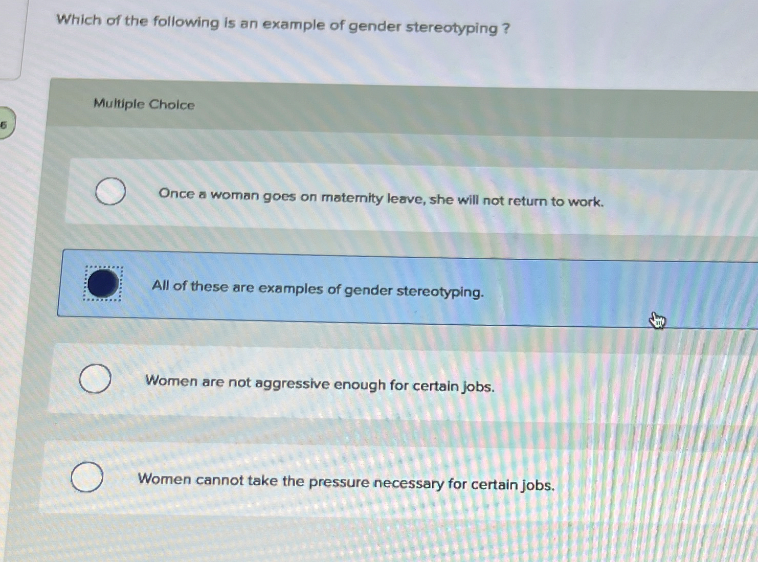 Solved Which of the following is an example of gender | Chegg.com