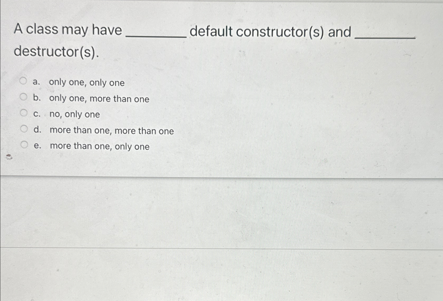 Solved A class may have default constructor(s) ﻿and | Chegg.com
