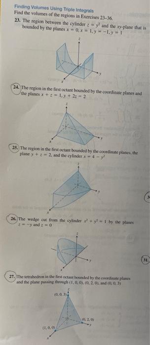 Solved Finding Volumes Using Triple Integrals Find the | Chegg.com