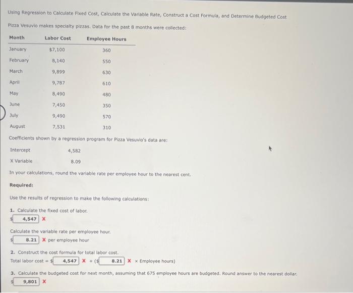 Solved Using Regression to Calculate Fixed Cost, Calculate | Chegg.com