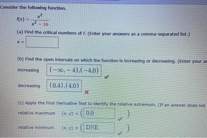 Solved Consider the following function. x? f(x) = x2 - 16 | Chegg.com