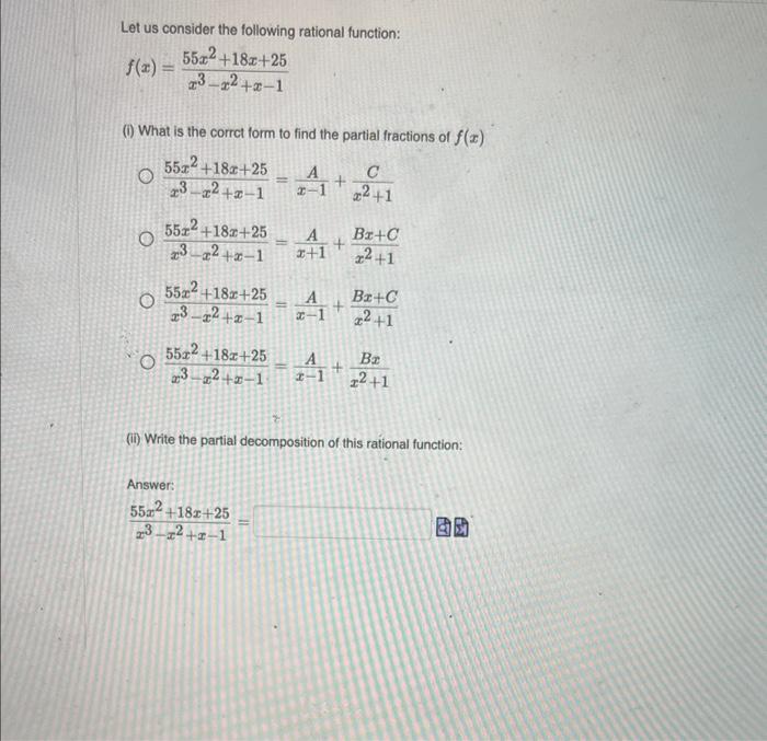 Solved Let us consider the following rational function: | Chegg.com