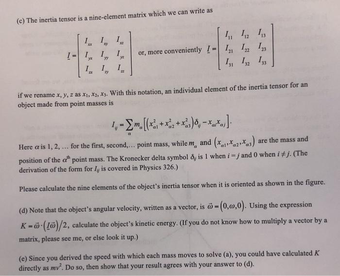Solved (c) The inertia tensor is a nine-element matrix | Chegg.com